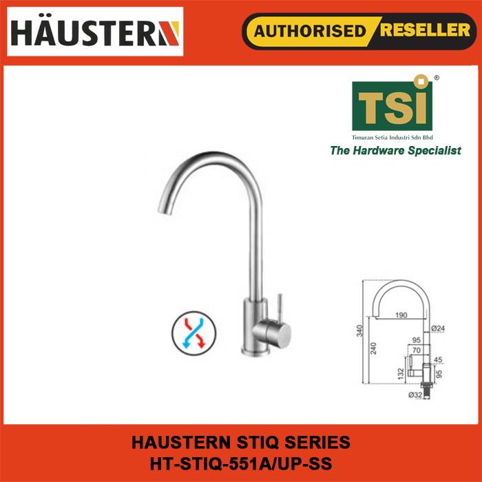 HAUSTERN Pillar Mounted Kitchen Faucet HT-STIQ-551A/UP-SS