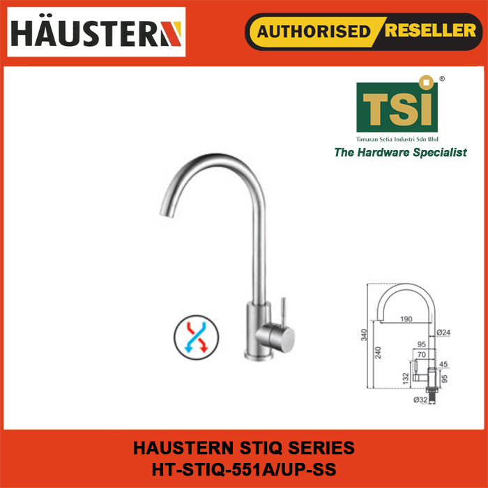 HAUSTERN Pillar Mounted Kitchen Faucet HT-STIQ-551A/UP-SS