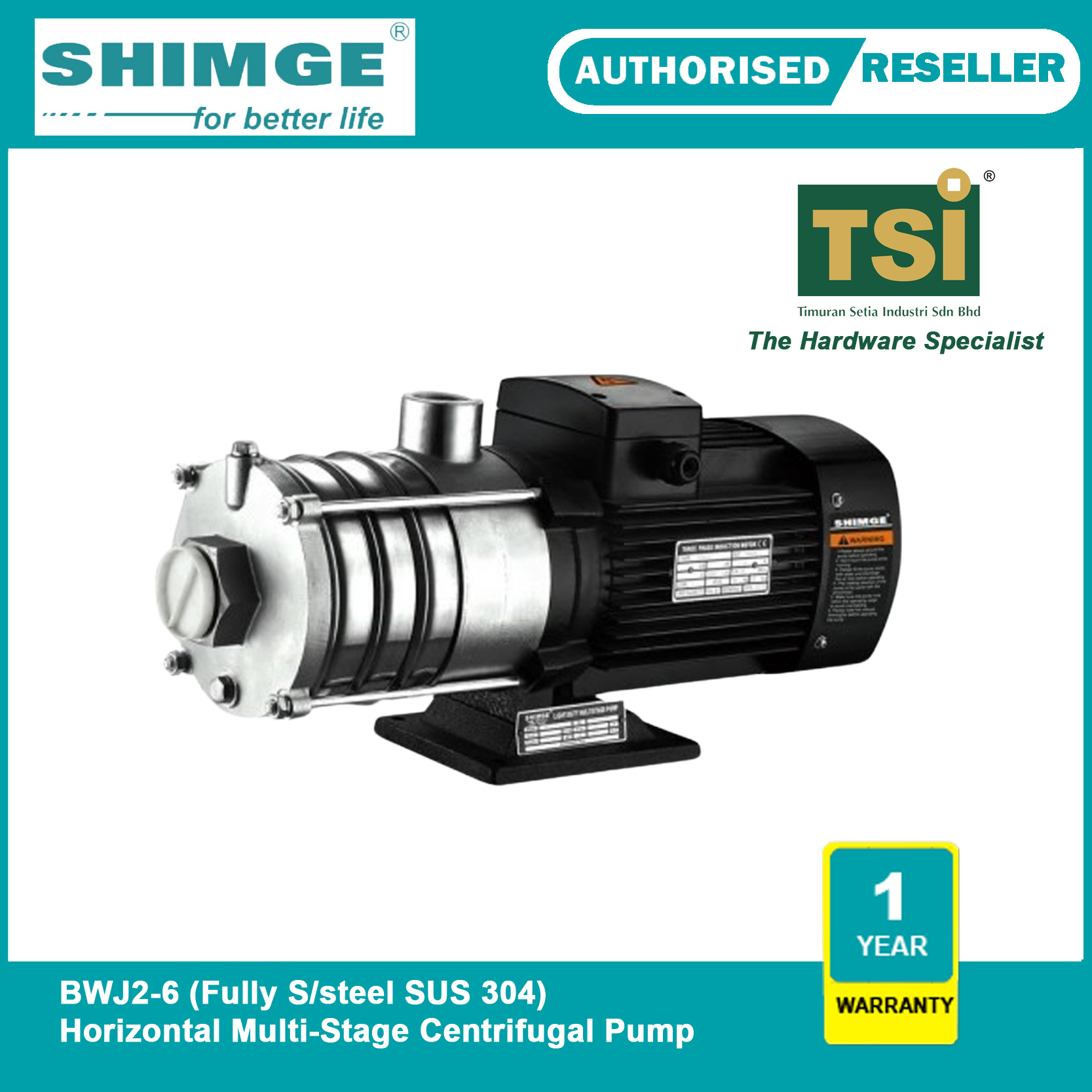 SHIMGE Horizontal Multi-Stage Centrifugal Pump (Fully S/Steel SUS 304 ...